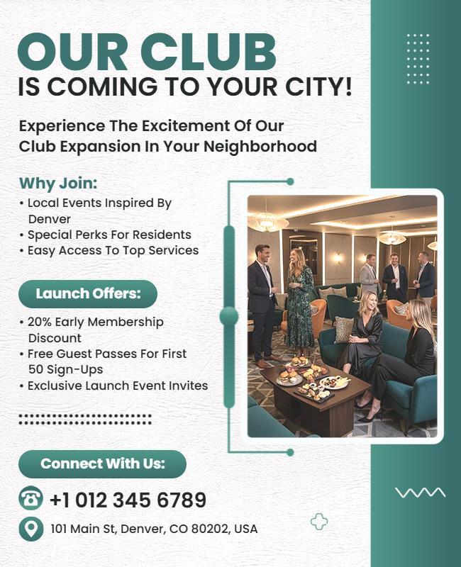 Community Club Launch Invitation Flyer Template