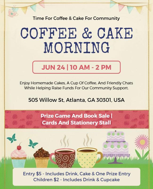 Community Coffee and Cake Morning Event Flyer Template