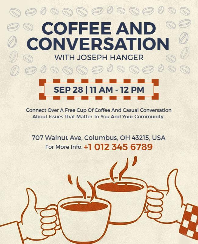 Community Coffee and Conversation Gathering Flyer Template