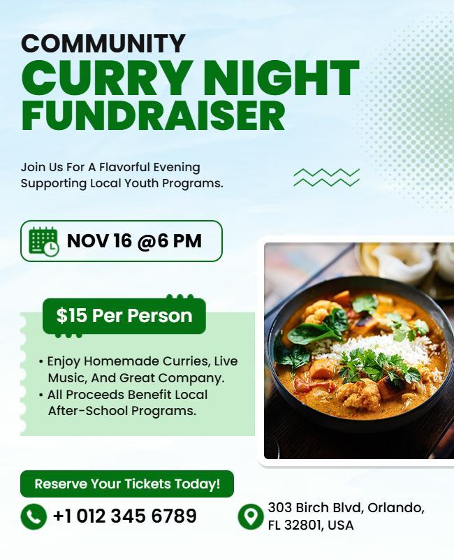 Community Curry Night Fundraiser Flyer Template
