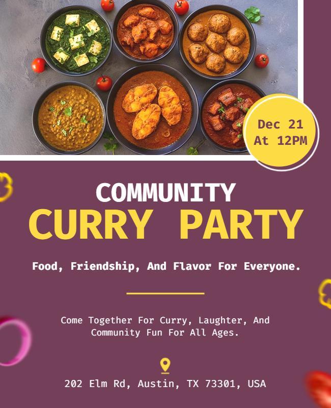 Community Curry Party Event Invitation Flyer Template