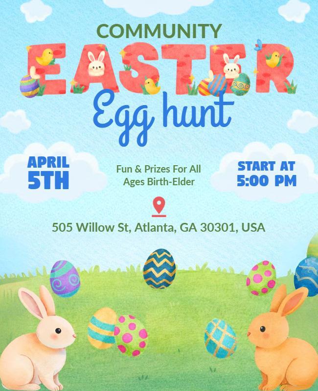 Community Easter Egg Hunt Event Flyer Template