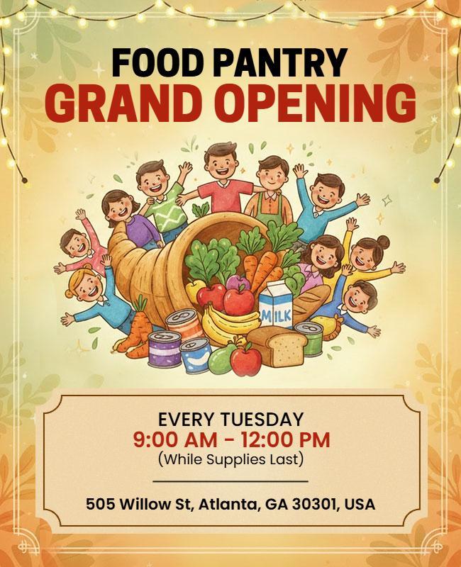 Community Food Pantry Grand Opening Flyer Template