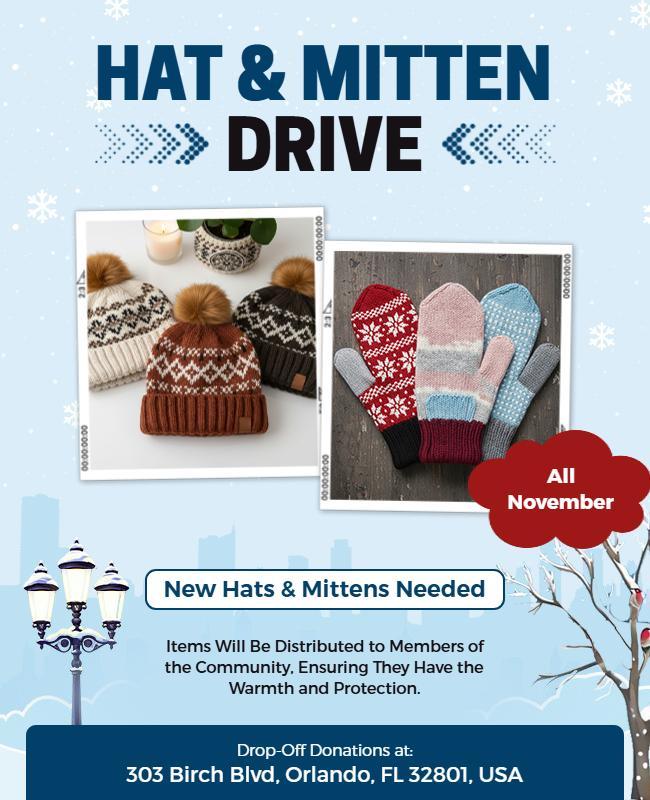Community Hat and Mitten Drive Flyer Template