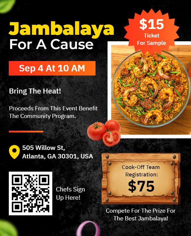 Community Jambalaya Cook-Off Fundraiser Flyer Template