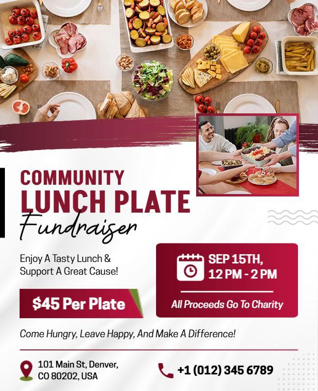 Community Lunch Plate Fundraiser Charity Event Flyer Template