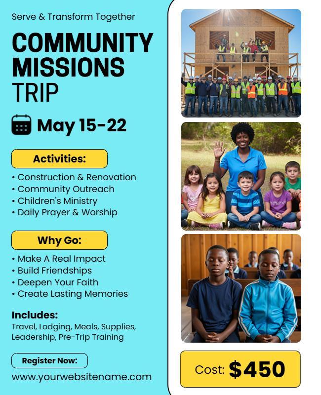 Community Missions Trip Outreach Flyer Template