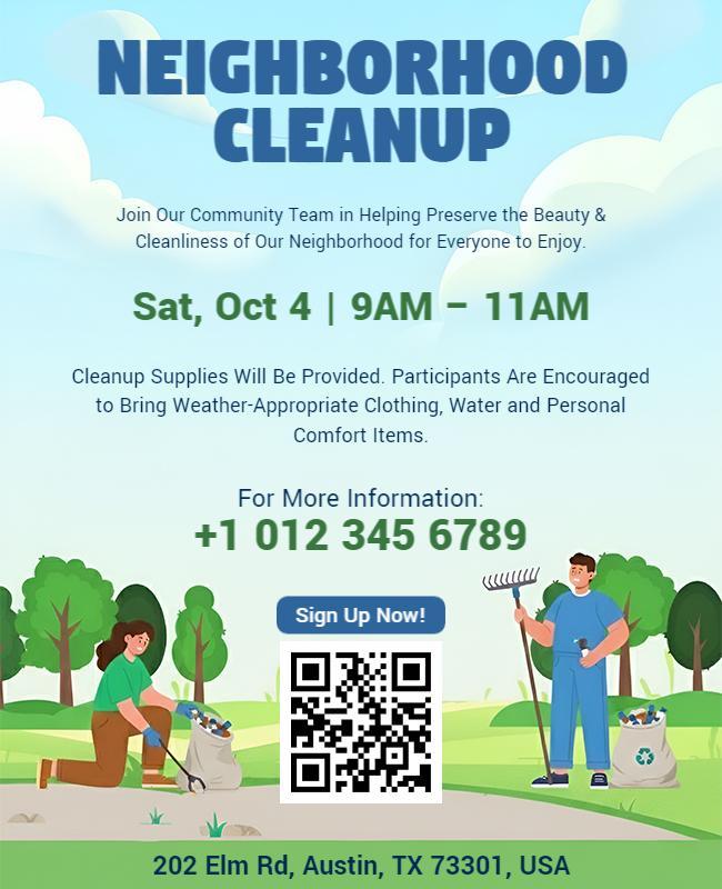 Community Neighborhood Cleanup Event Flyer Template