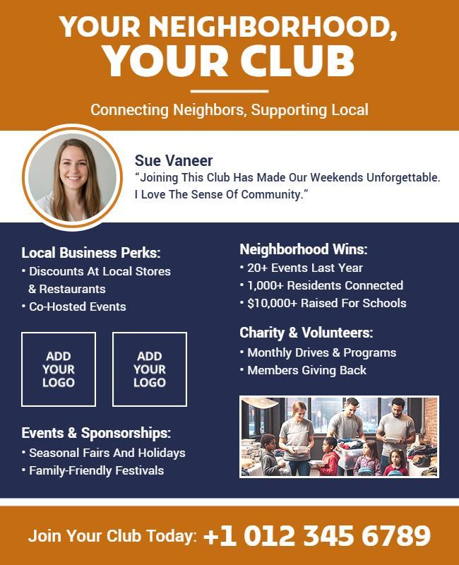 Community Neighborhood Club Benefits Promotion Flyer Template