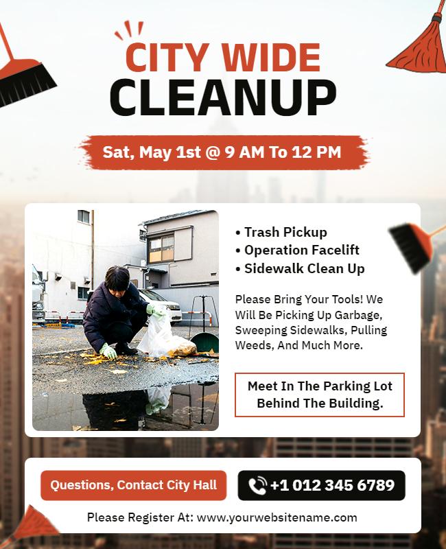 Community-Oriented City Wide Cleanup Event Poster Template
