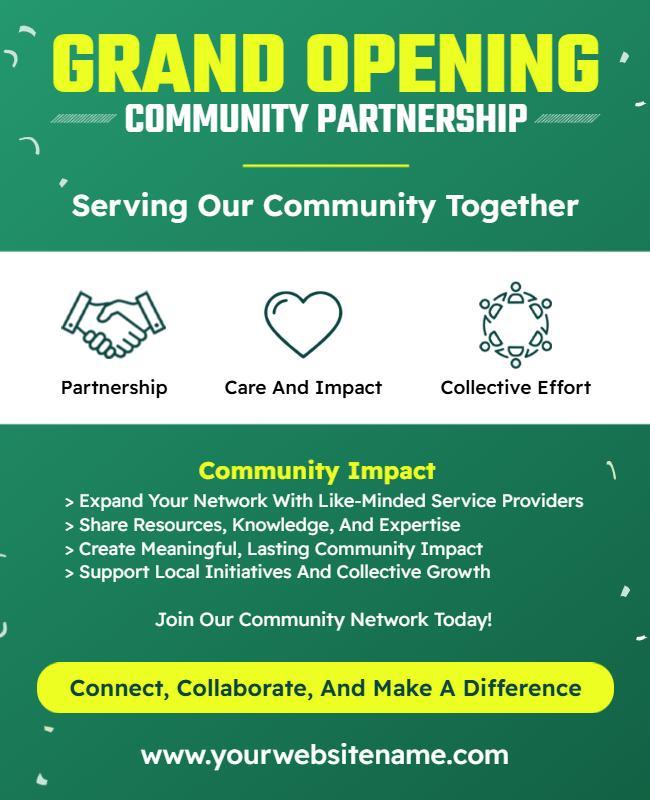 Community Partnership Grand Opening Event Flyer Template