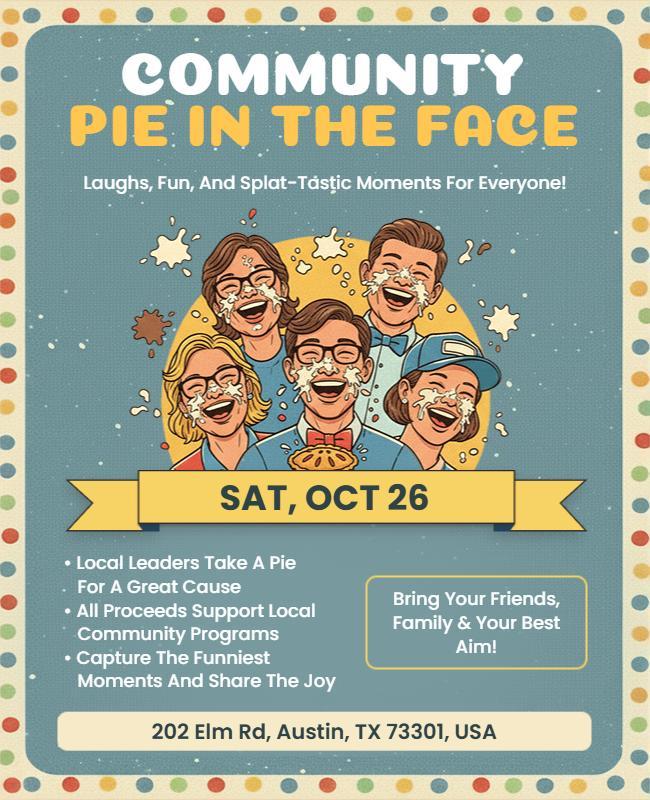 Community Pie in the Face Gathering Event Flyer Template