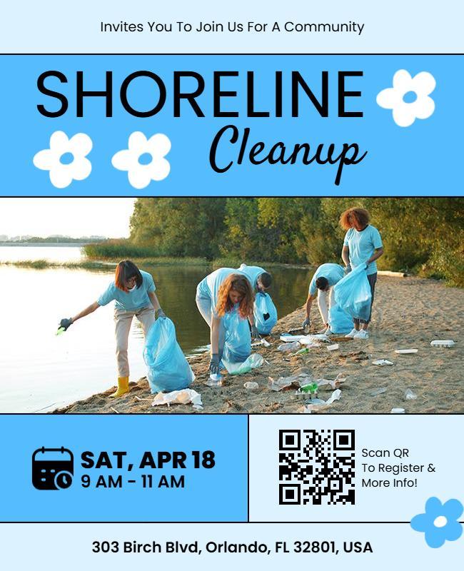 Community Shoreline Cleanup Event Flyer Template