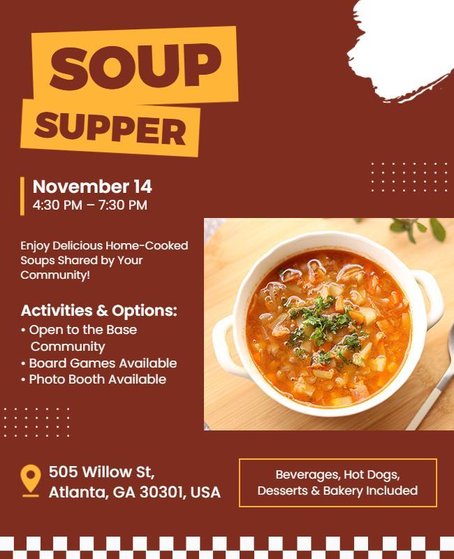 Community Soup Supper Event Flyer Template