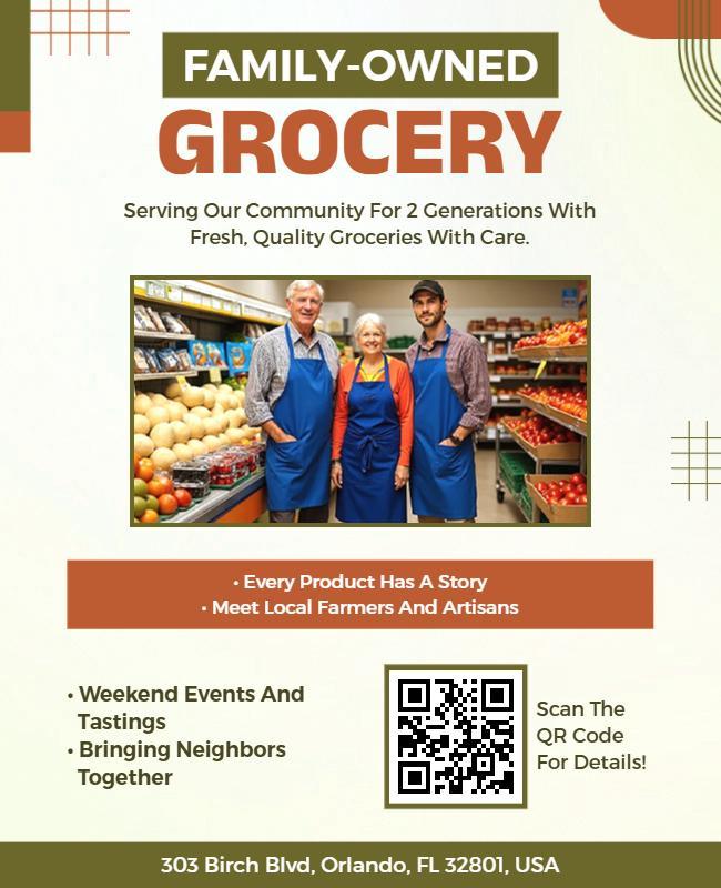 Community Support Family-Owned Grocery Store Flyer Template
