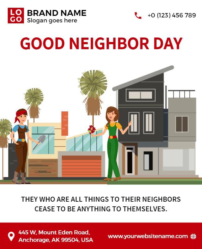 Community Unity Celebration for Good Neighbor Day Poster Template