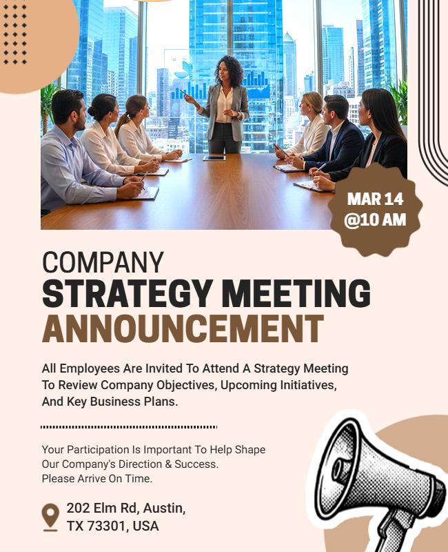 Company Strategy Meeting Announcement Flyer Template