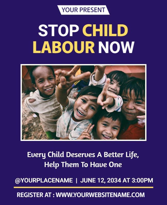 Compassionate Awareness for Child Labour Prevention Poster Template