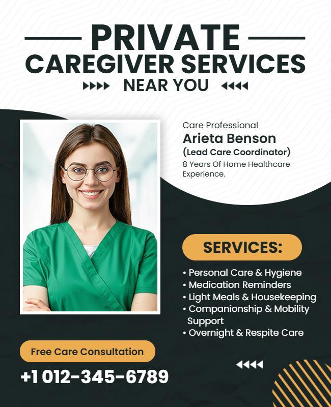 Compassionate Green Caregiver Services Support Flyer Template
