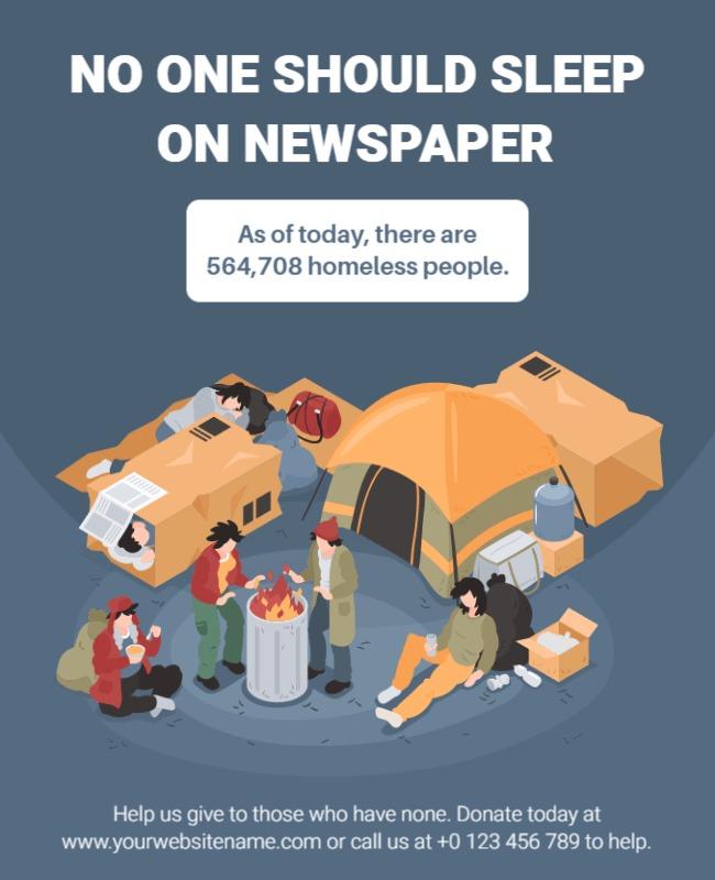 Compassionate Illustration for Homeless Awareness Campaign Poster Template