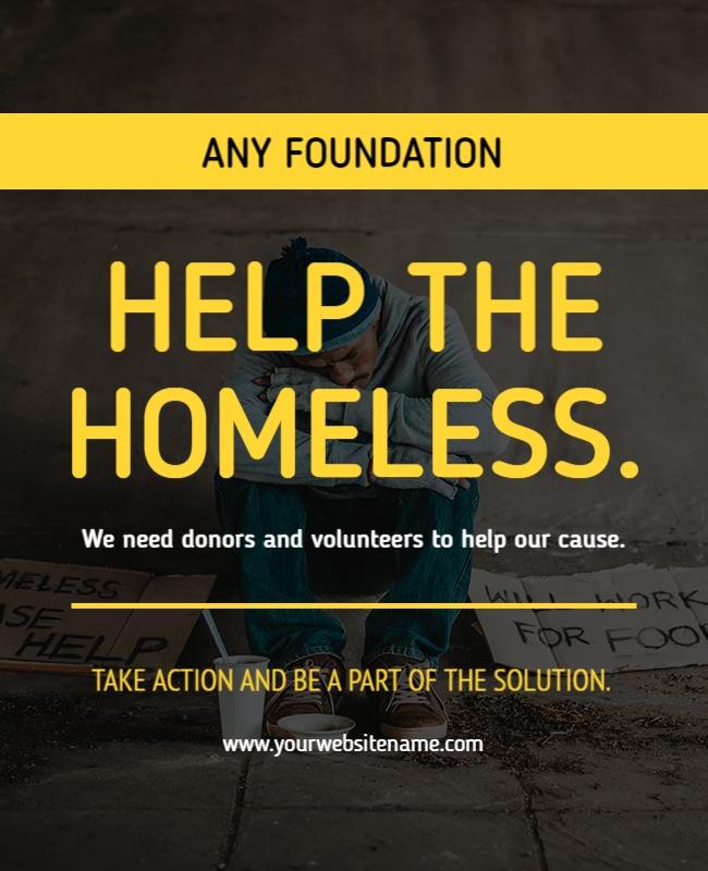 Compassionate Yellow Help the Homeless Awareness Poster Template