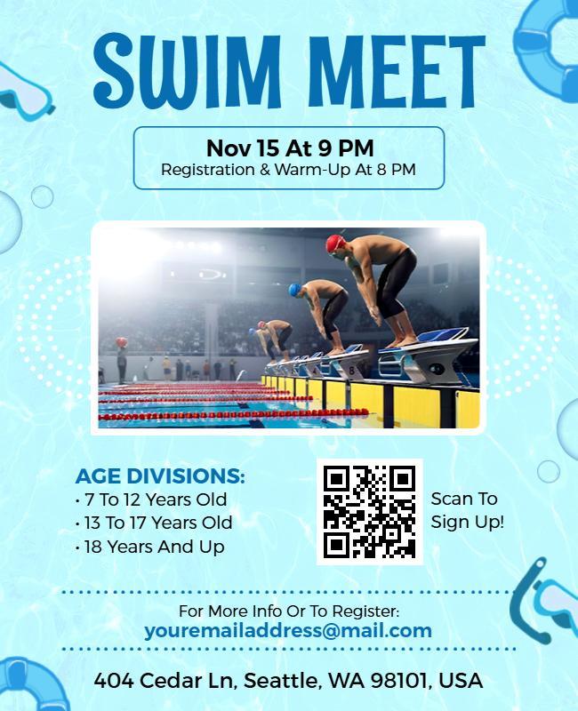 Competitive Swim Meet Event Flyer Template