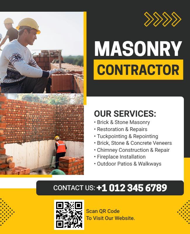 Construction and Masonry Service Details Flyer Template