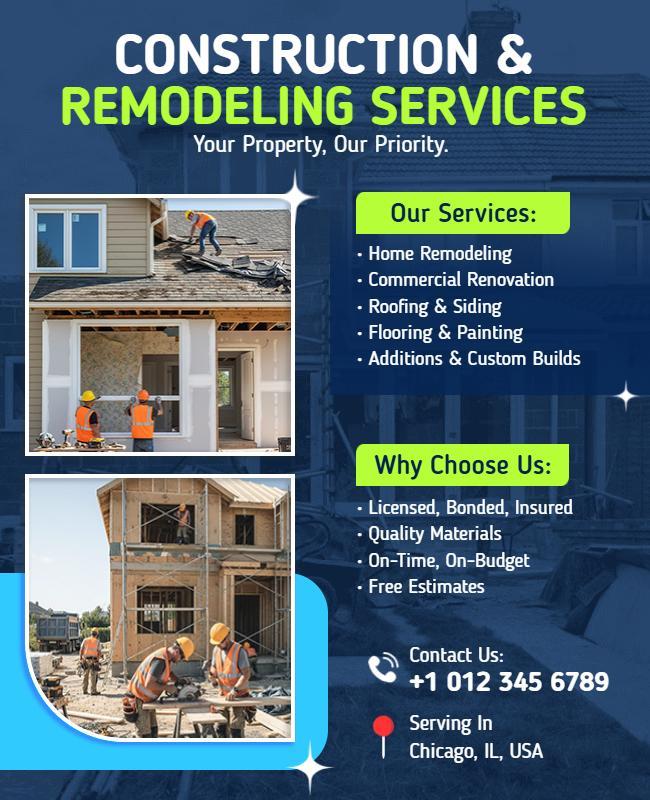 Construction and Remodeling Services Flyer Template