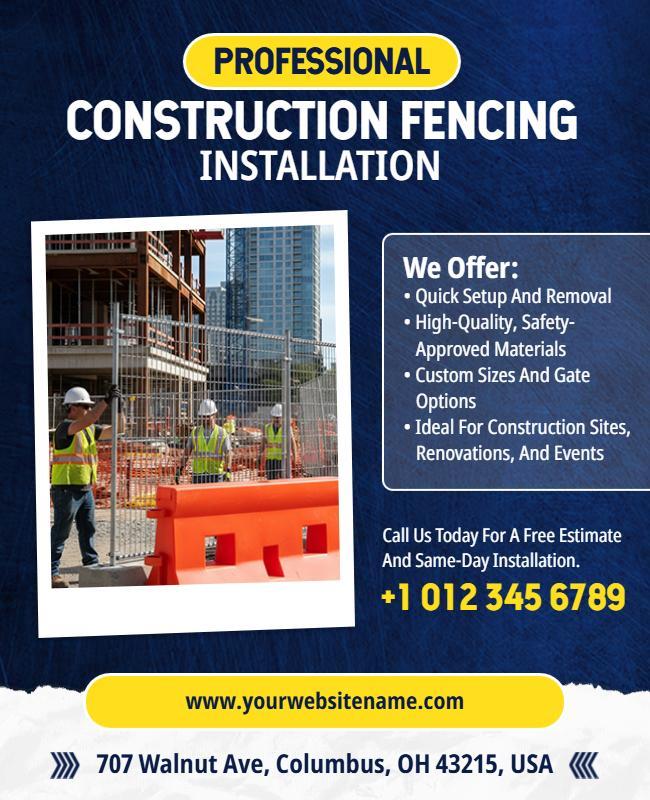 Construction Fencing Installation Services Flyer Template