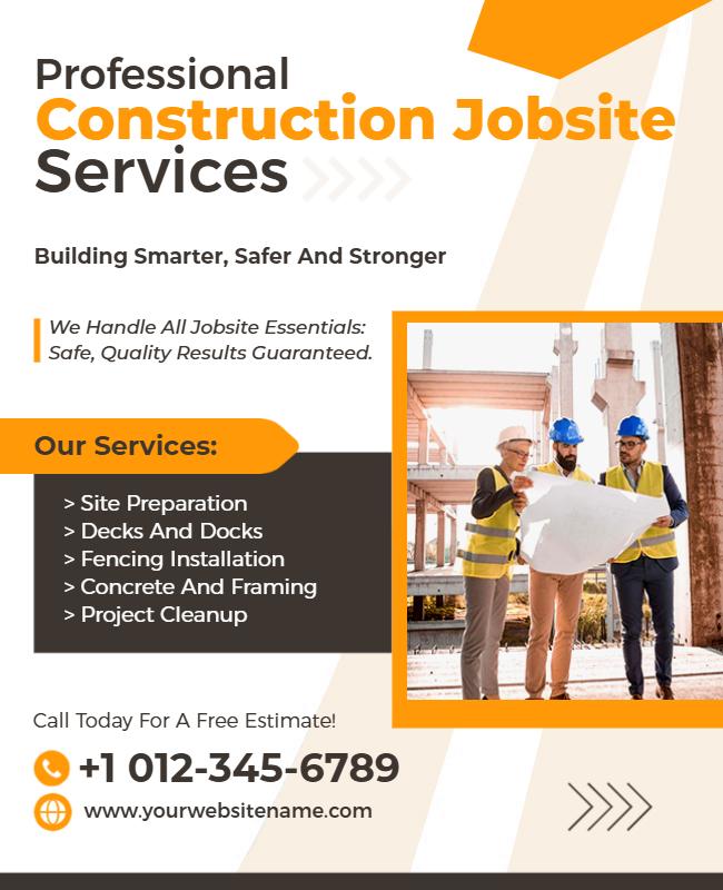Construction Jobsite Services Promotion Flyer Template