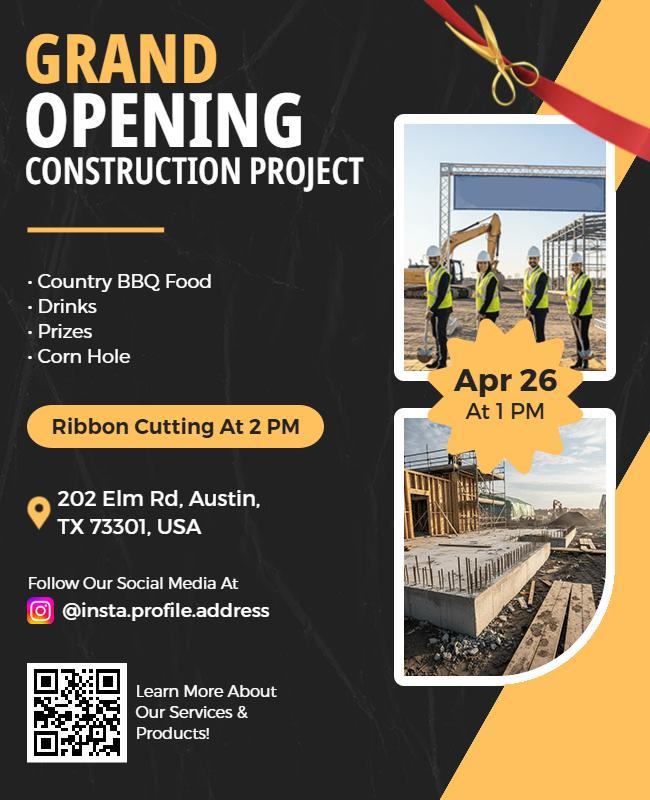 Construction Project Grand Opening Event Flyer Template