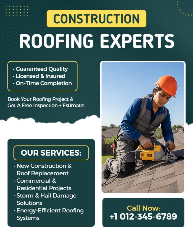 Construction Roofing Services Promotional Flyer Template