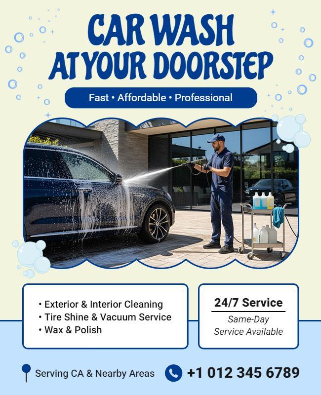 Convenient Car Wash at Your Doorstep Flyer Template