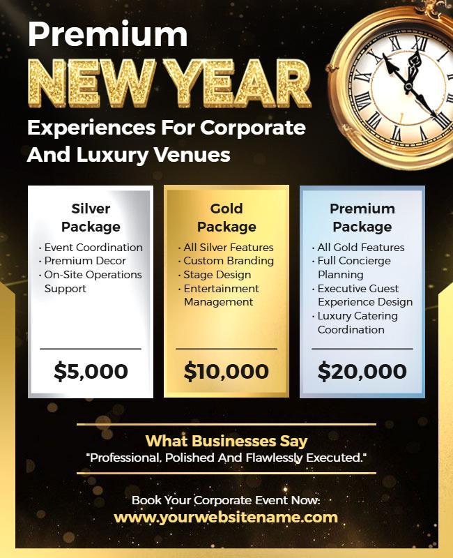 Corporate New Year Event Packages Flyer Template