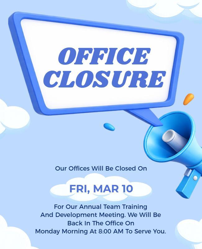 Corporate Office Closure Announcement Flyer Template