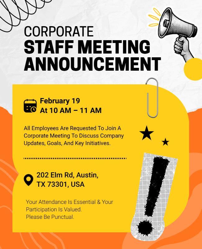 Corporate Staff Meeting Announcement Flyer Template