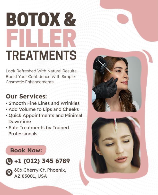Cosmetic Enhancement Botox and Filler Treatments Flyer Template