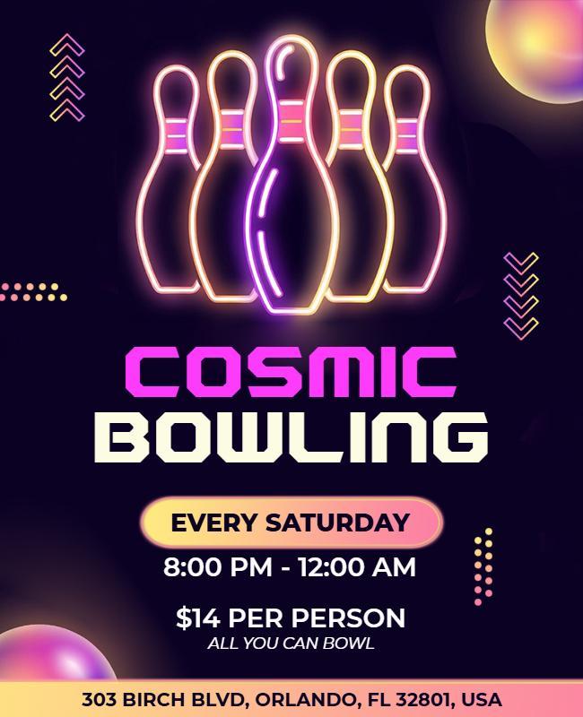 Cosmic Bowling Night Event Flyer Template