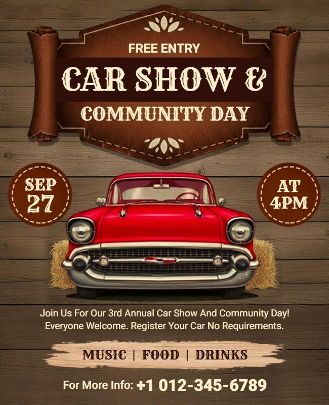 Country Car Show and Community Day Flyer Template