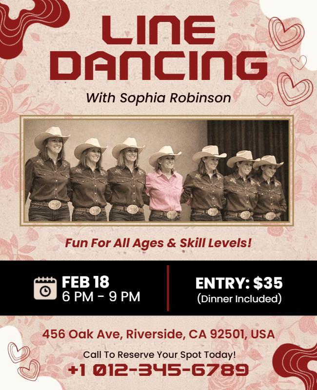 Country Line Dancing Event Flyer Template