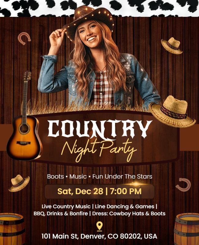 Country Night Party Celebration Flyer Template