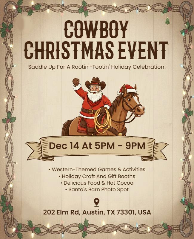 Cowboy Christmas Celebration Event Flyer Template