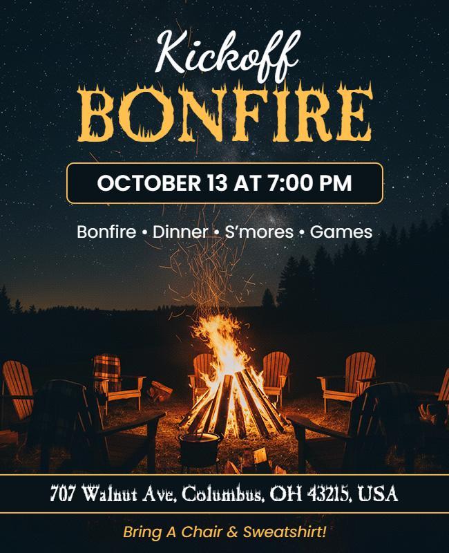 Cozy Bonfire Kickoff Celebration Flyer Template