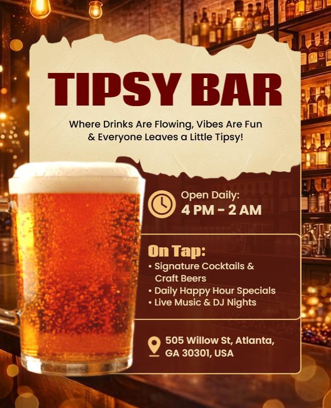 Cozy Night Out at Tipsy Bar Event Flyer Template