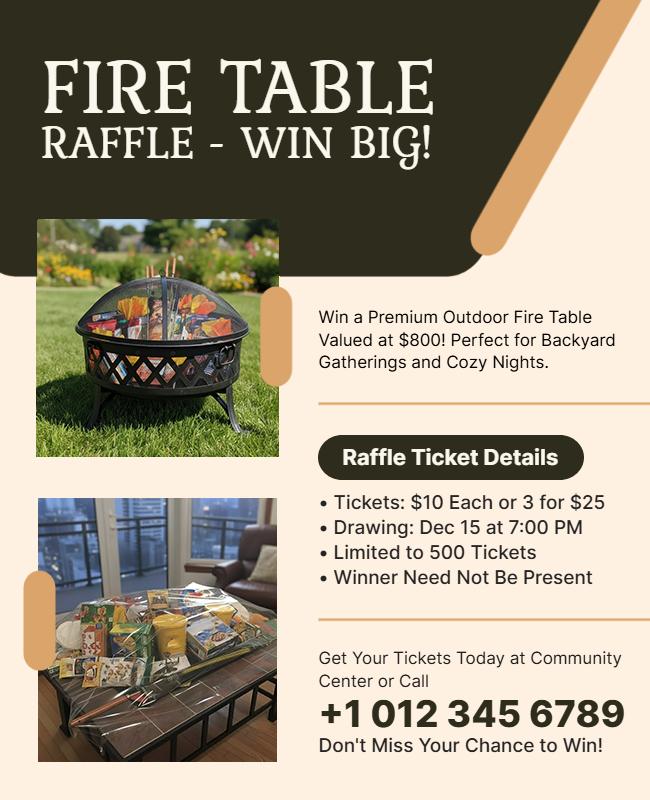 Cozy Outdoor Fire Table Raffle Event Flyer Template