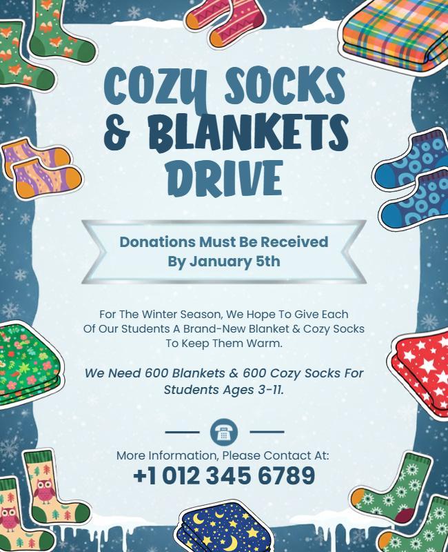 Cozy Socks and Blankets Donation Drive Flyer Template