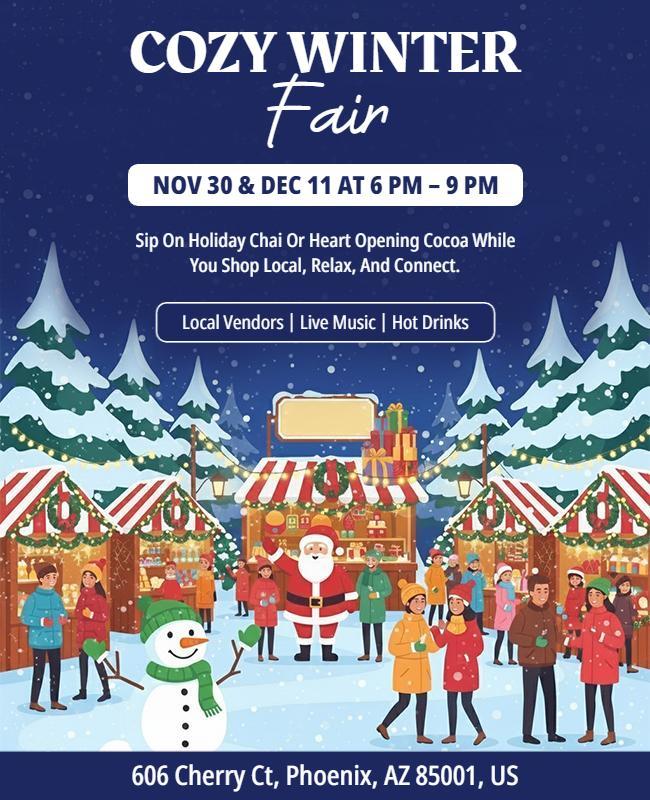 Cozy Winter Fair Holiday Market Flyer Template