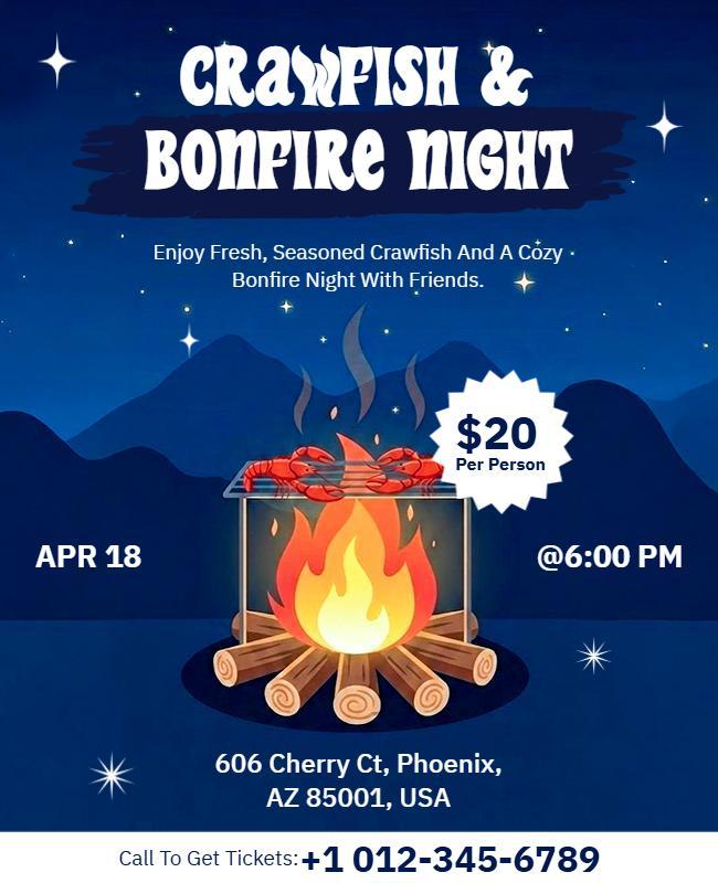 Crawfish Bonfire Night Event Flyer Template