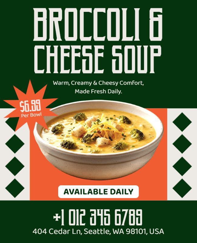 Creamy Broccoli Cheese Soup Promotional Flyer Template