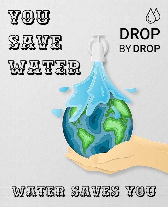 Creative Eco-Friendly Water Conservation Awareness Poster Template